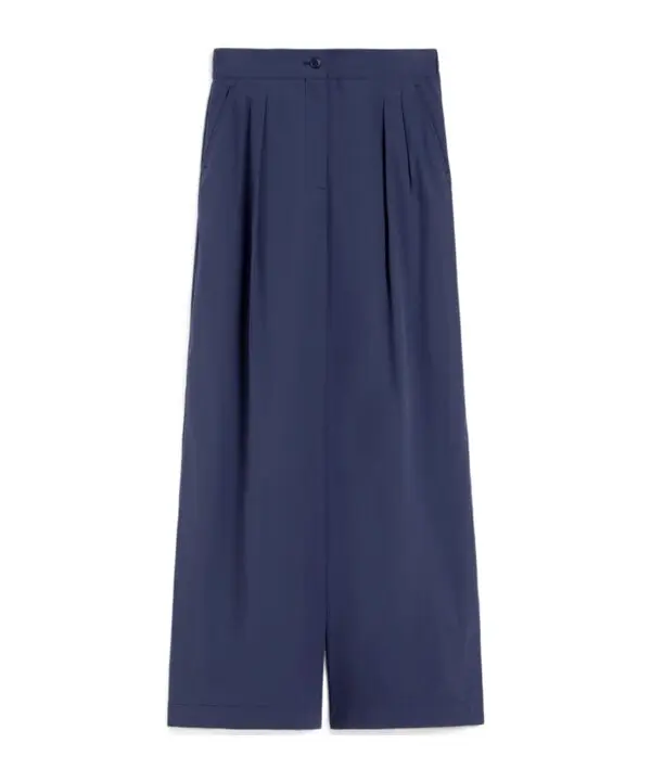 Max Mara Pleated Wide-leg Trousers - Navy