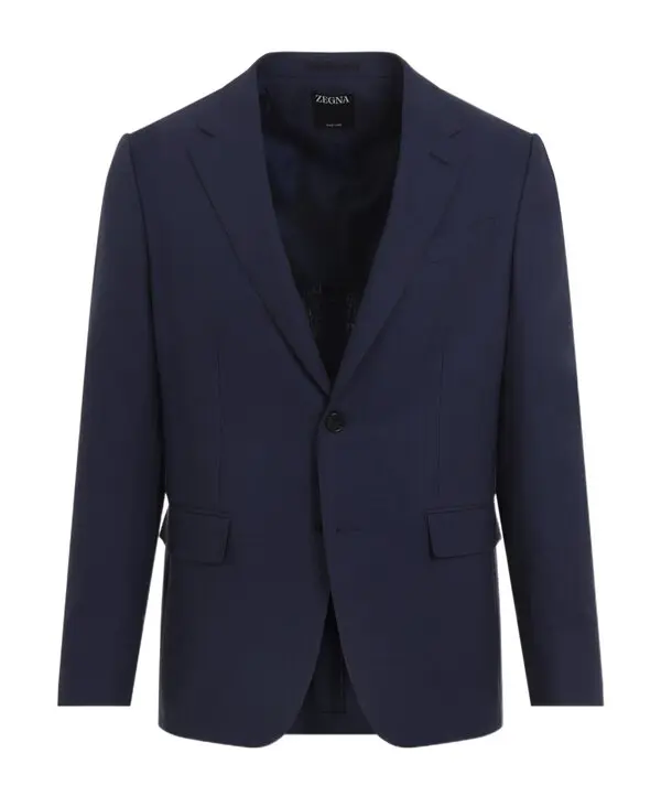 Zegna Oasi Linen Single-breasted Blazer - Blue Navy