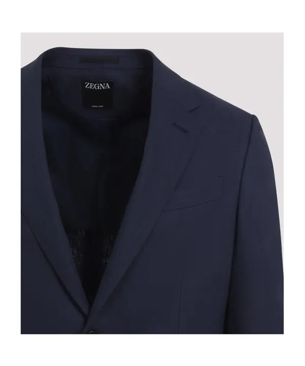 Zegna Oasi Linen Single-breasted Blazer - Blue Navy