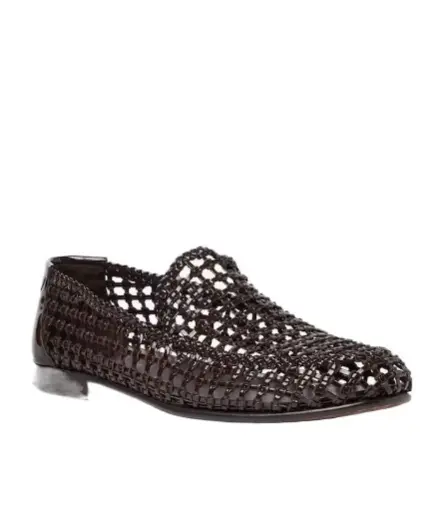 Fendi Woven Slip-on Loafers With Ff Accessory