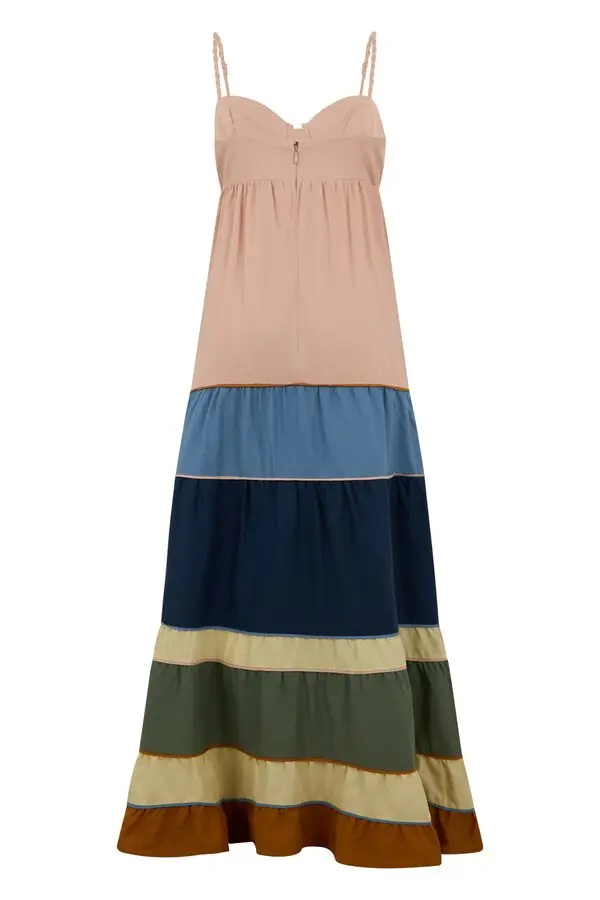 Farm Rio Tiered Gradient Maxi Dress With Thin Shoulder Straps