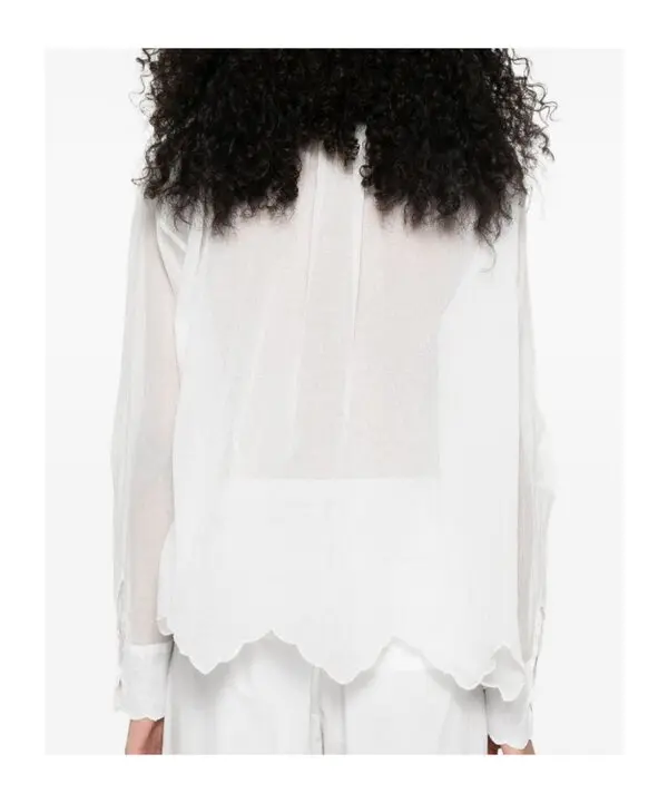 FORTE_FORTE Long Sleeve Embroidered Shirt - White