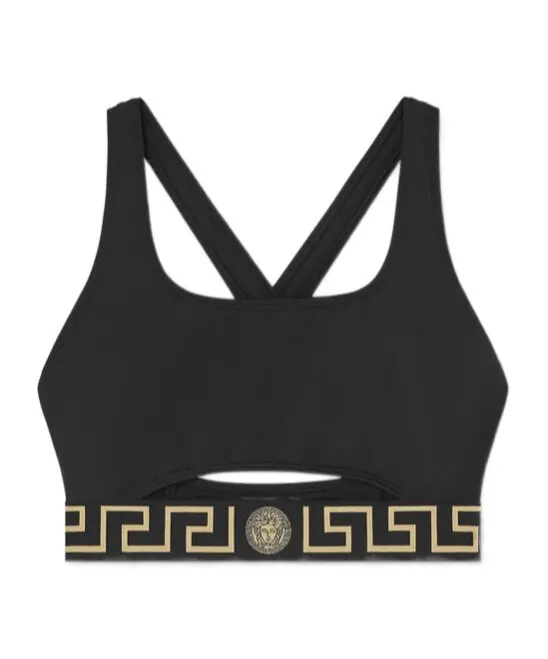 Versace Greca Border Cut-out Detailed Bikini Top - Black