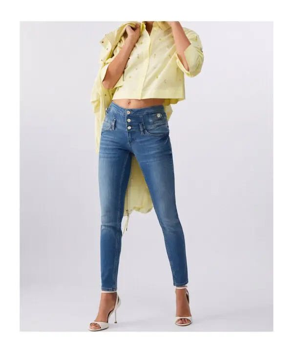 Liu Jo Embellished Cropped Cotton Poplin Shirt