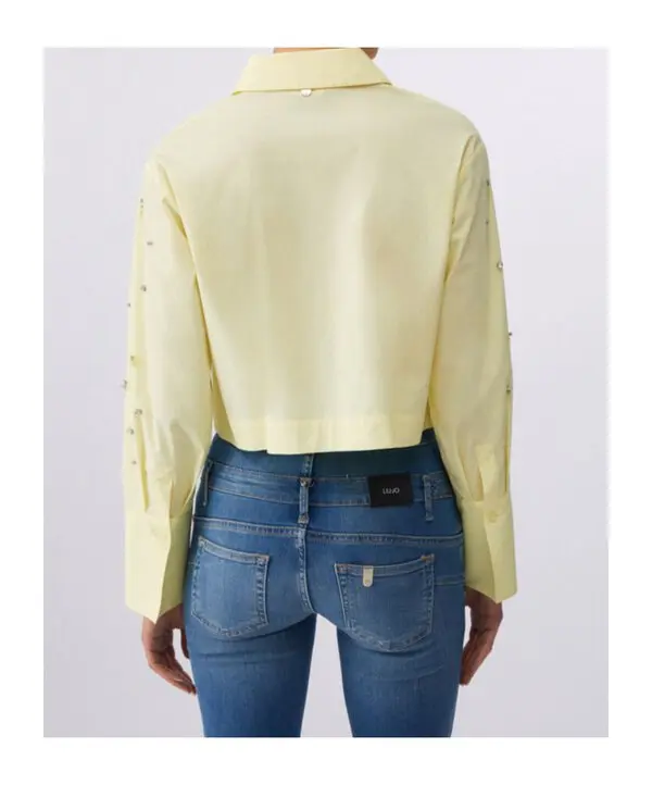 Liu Jo Embellished Cropped Cotton Poplin Shirt