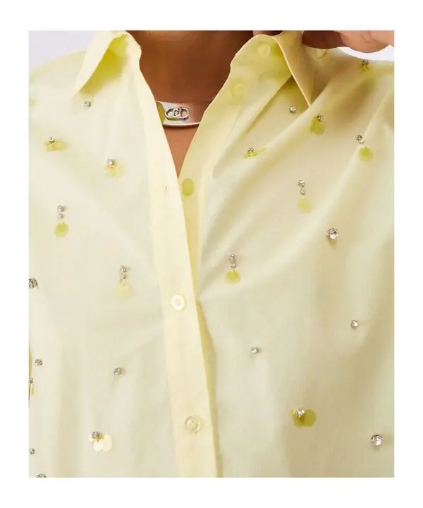 Liu Jo Embellished Cropped Cotton Poplin Shirt