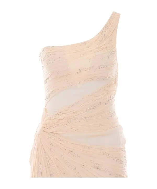 Elisabetta Franchi One-shoulder Draped Dress With Pleated Design