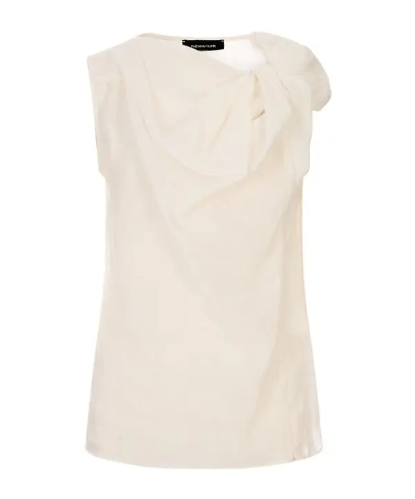 Fabiana Filippi Sleeveless Draped Top With Bow Neckline