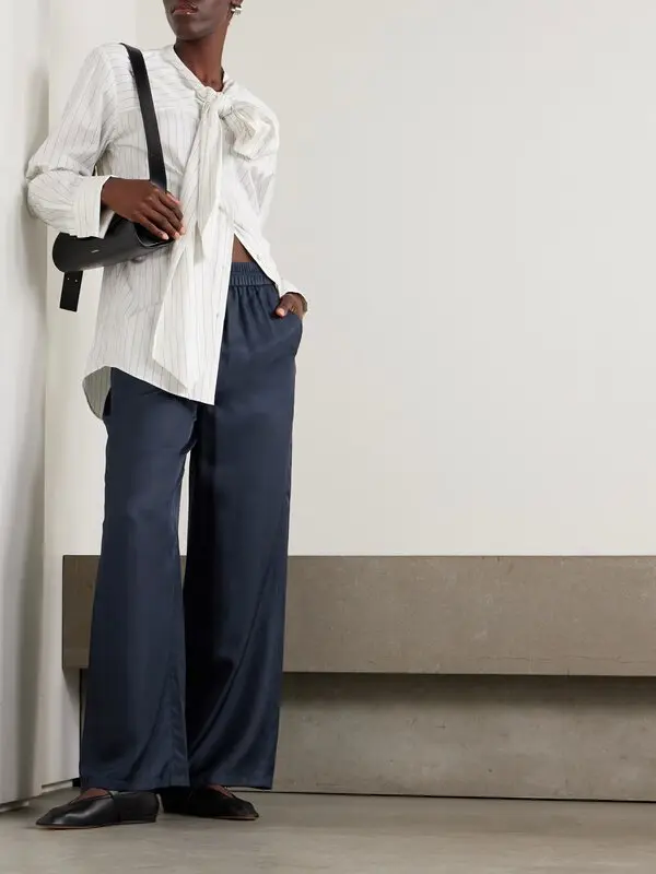 Theory Silk Twill Wide-leg Pants
