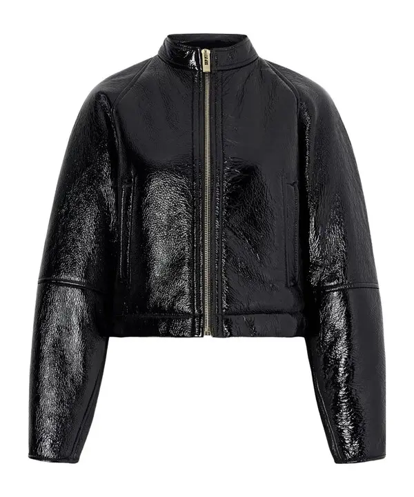 Alaïa Cropped Shearling Bomber Jacket