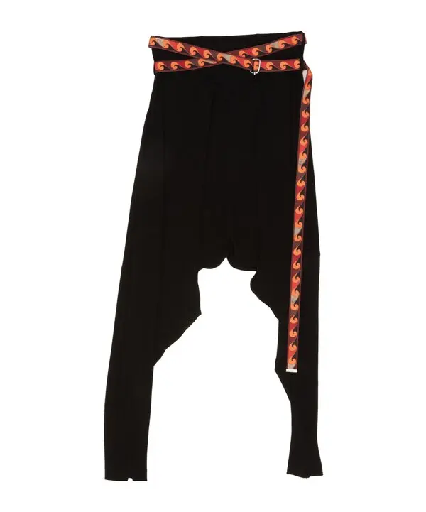 Emilio Pucci Belted Printed Flowing Pants - Black