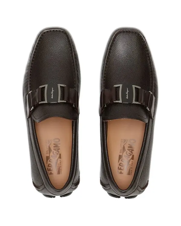 FERRAGAMO Logo Buckle Loafers - Black