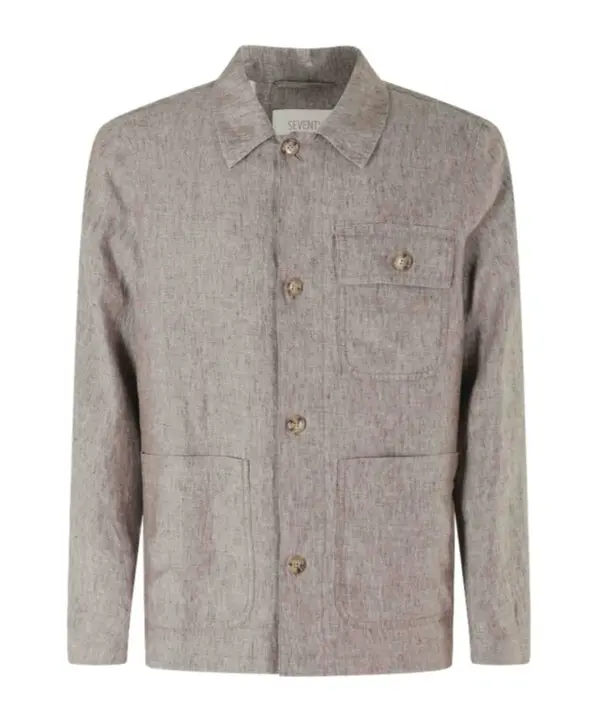 Seventy Long Sleeve Casual Jacket With Button Closure And Three Pockets - Gray