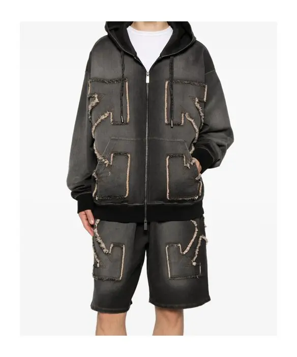 Off-White Zip-up Drawstring Hoodie