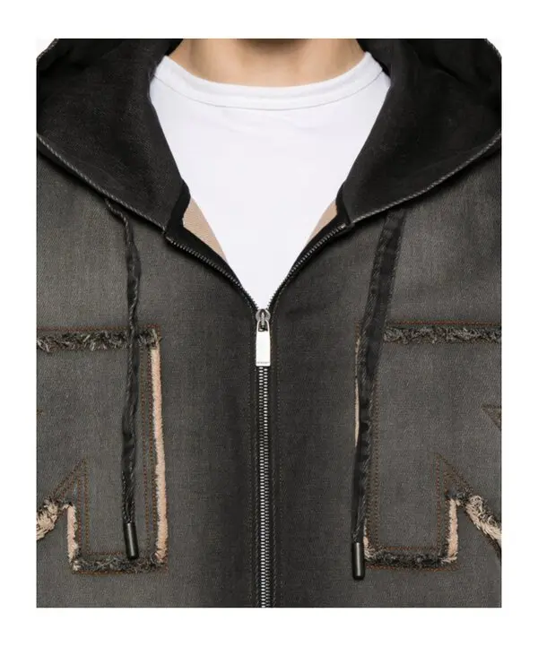 Off-White Zip-up Drawstring Hoodie