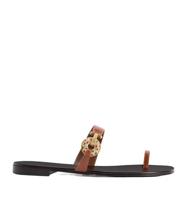 GIUSEPPE ZANOTTI Jaylen Jewel Flat Sandals - Brown