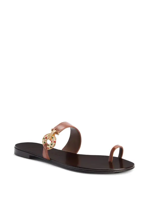GIUSEPPE ZANOTTI Jaylen Jewel Flat Sandals - Brown