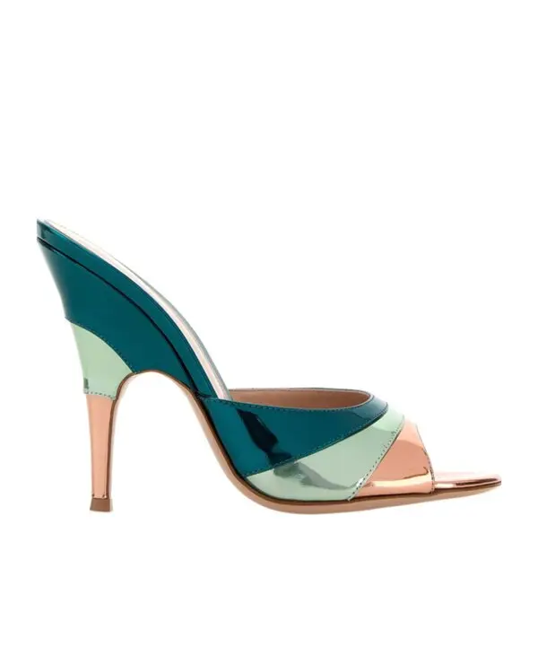 GIANVITO ROSSI Marea Metallic Mules - Green