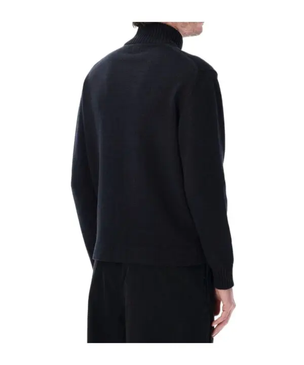 C.P. COMPANY Zip-up Stand Collar Cardigan - Black