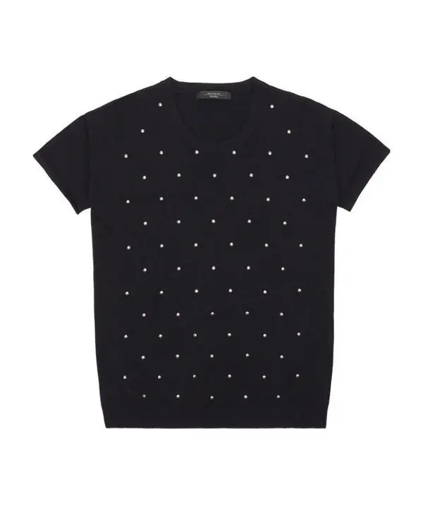 Max Mara Round Neck Short Sleeve Embellished Pullover