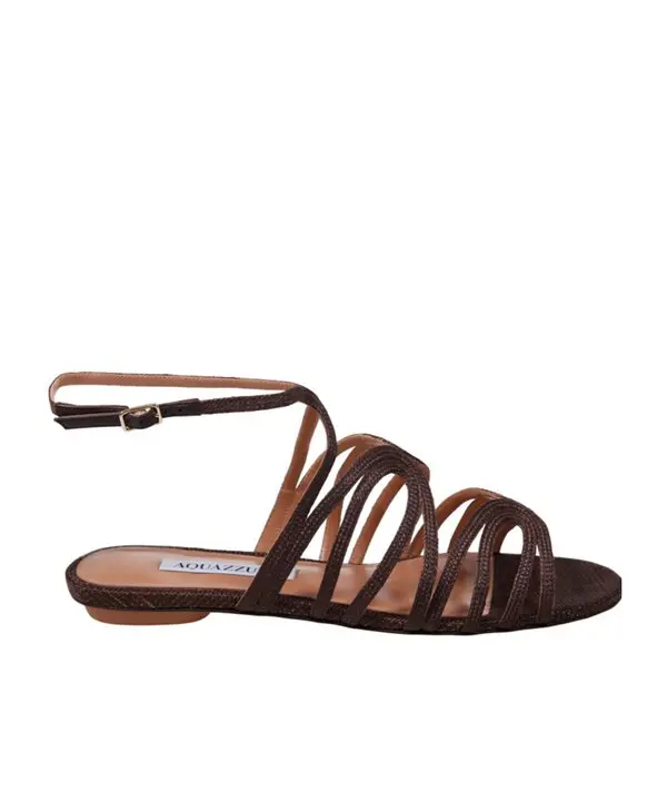 AQUAZZURA Serenade Strappy Flat Sandals - Brown
