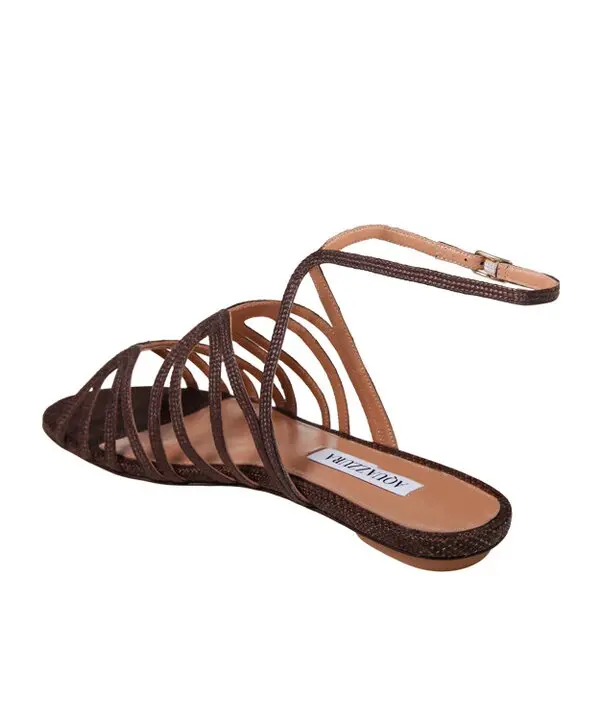 AQUAZZURA Serenade Strappy Flat Sandals - Brown