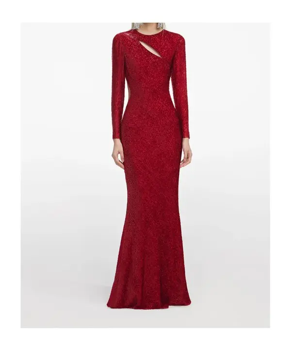 SELF-PORTRAIT Cut-out Long-sleeved Maxi Dress