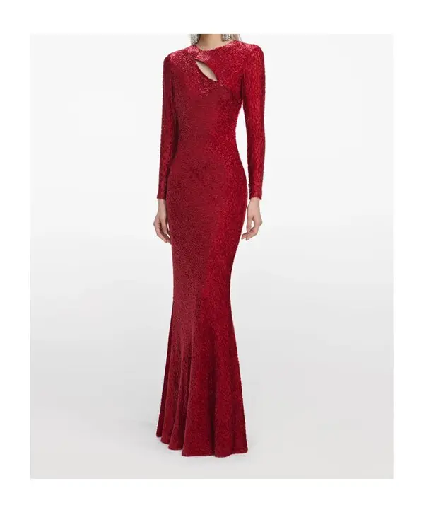 SELF-PORTRAIT Cut-out Long-sleeved Maxi Dress