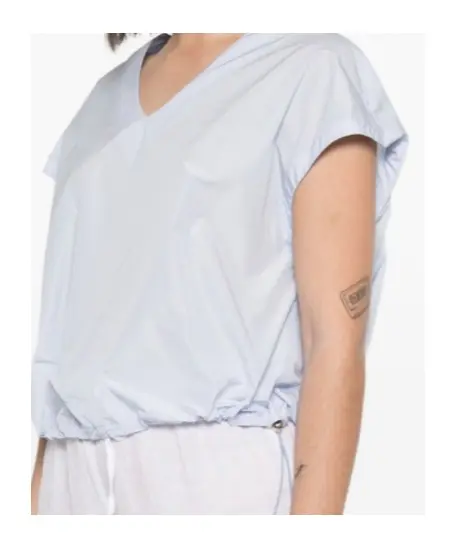 Herno V-neck Short Sleeve Top With Drawstring Hem - White