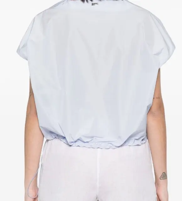 Herno V-neck Short Sleeve Top With Drawstring Hem - White