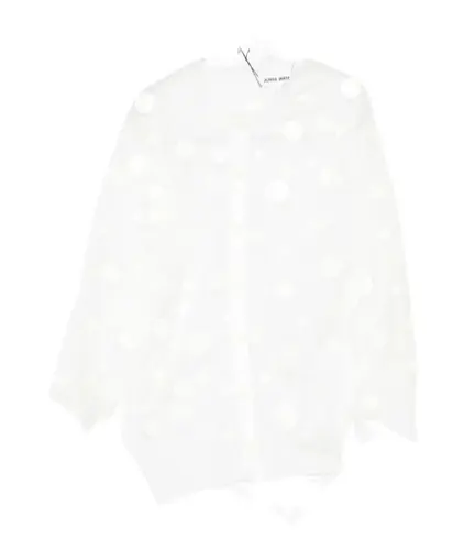 Junya Watanabe Long-sleeve Jacquard Polka-dot Cardigan - White