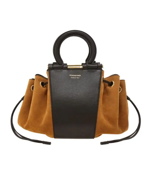FERRAGAMO Gancini Bucket Bag - Natural Brown