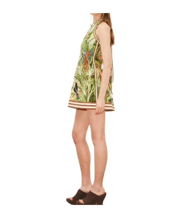 ALEMAIS Printed Halterneck Mini Dress