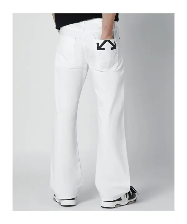 Off-White Cotton Trousers With Logo Detail