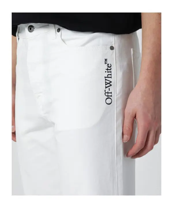 Off-White Cotton Trousers With Logo Detail