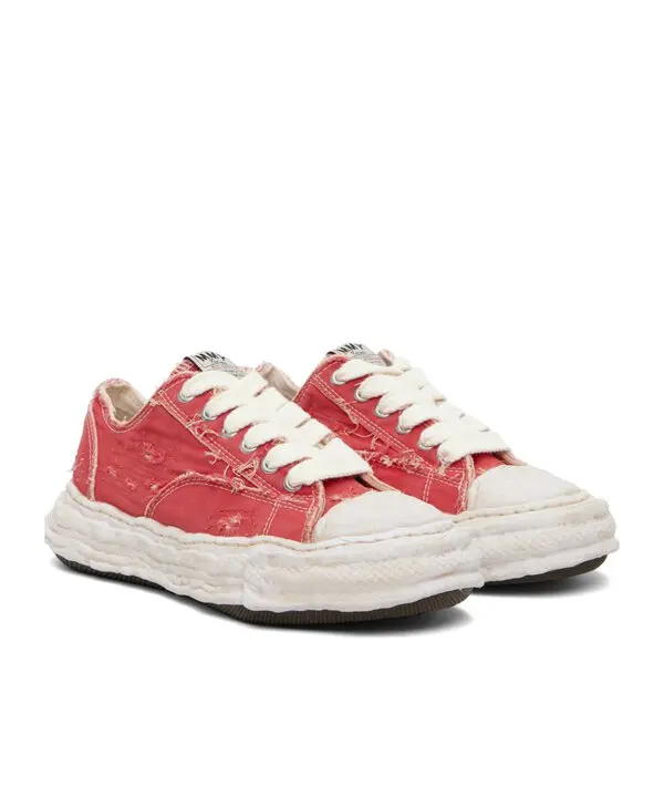Mihara Yasuhiro Peterson23 Distressed Lace-up Sneakers - Red