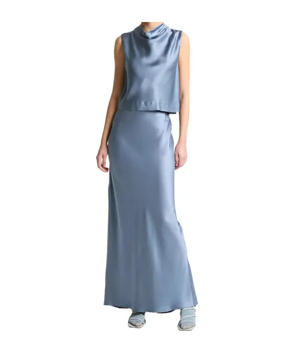 Vince Bias-cut Satin Maxi Skirt - Sky-blue