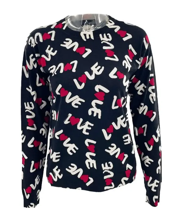 Moschino Printed Round Neck Long Sleeve Sweater