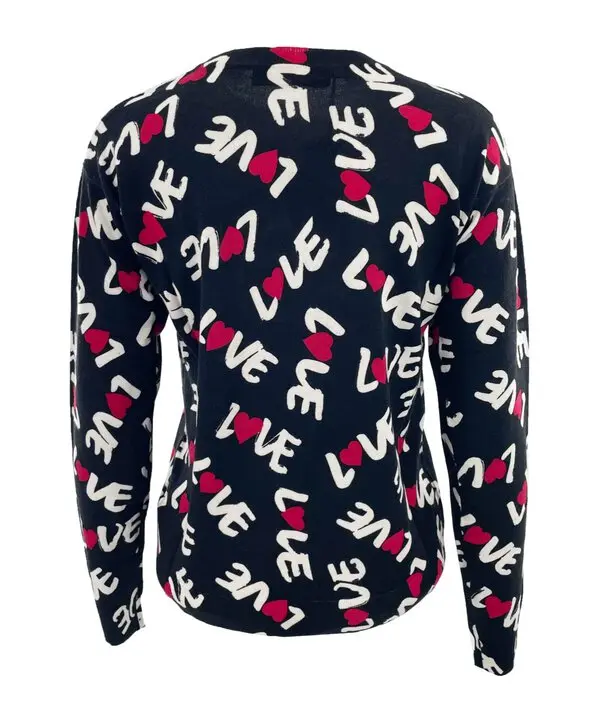 Moschino Printed Round Neck Long Sleeve Sweater