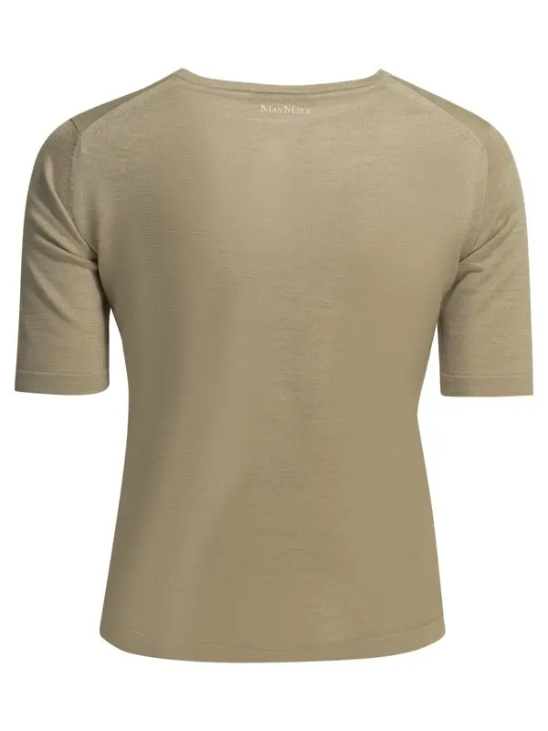 Max Mara Keyhole Short-sleeve Knitted Sweater - Beige