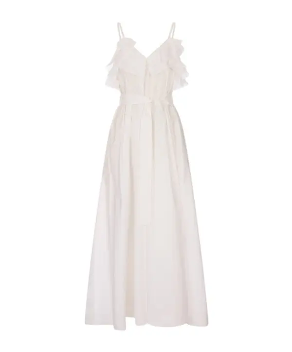 P.a.r.o.s.h Ruffled Maxi Dress - White