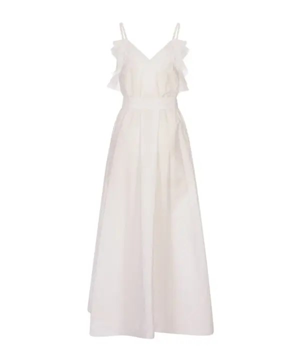 P.a.r.o.s.h Ruffled Maxi Dress - White
