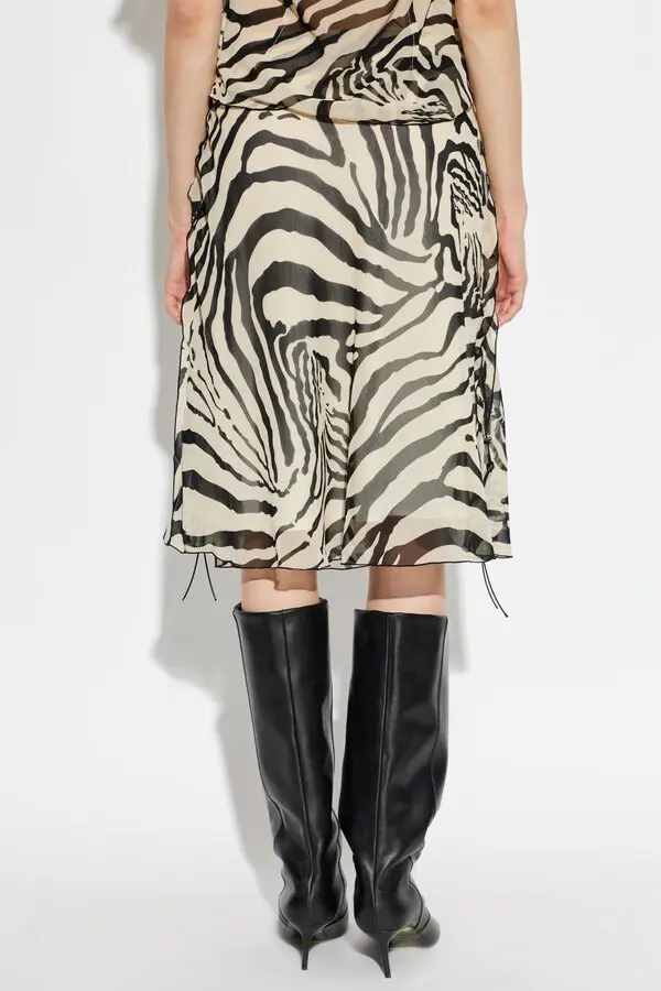 IRO PARIS Zebra Print Side-tie Midi Skirt - Nude