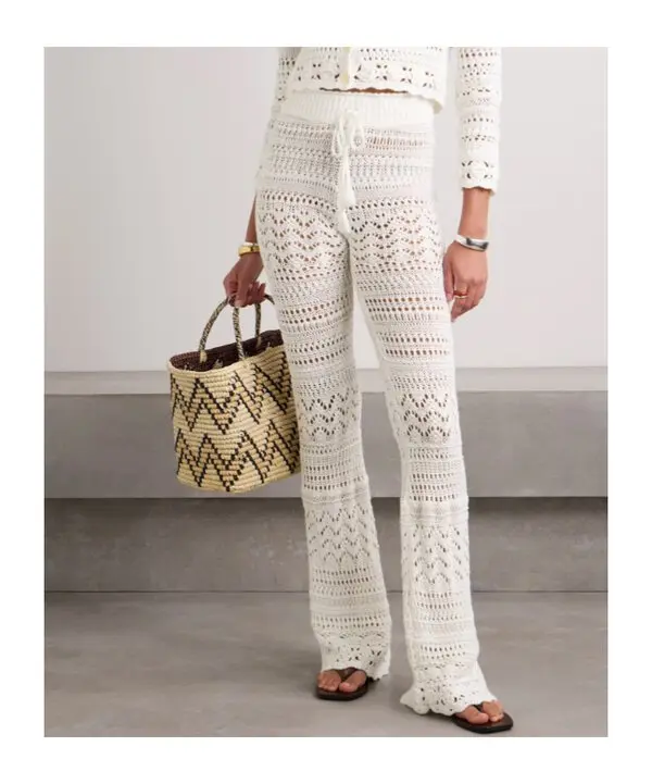 LoveShackFancy Crocheted Cotton Flared Pants