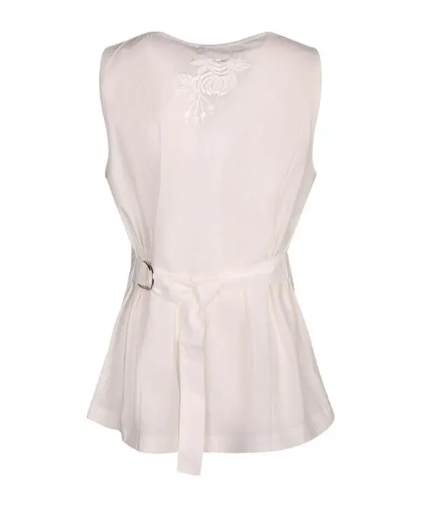P.a.r.o.s.h Embroidered Belted Sleeveless Top - No