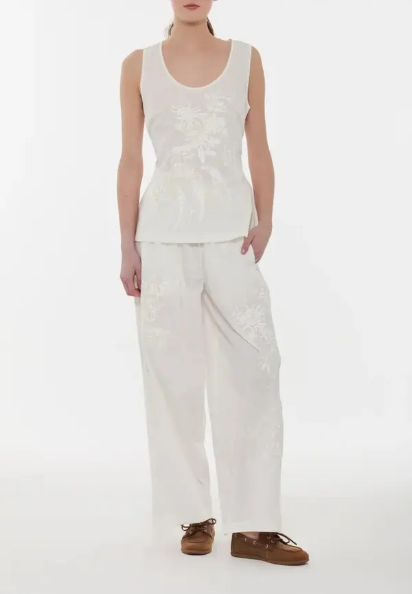 P.a.r.o.s.h Embroidered Belted Sleeveless Top - No