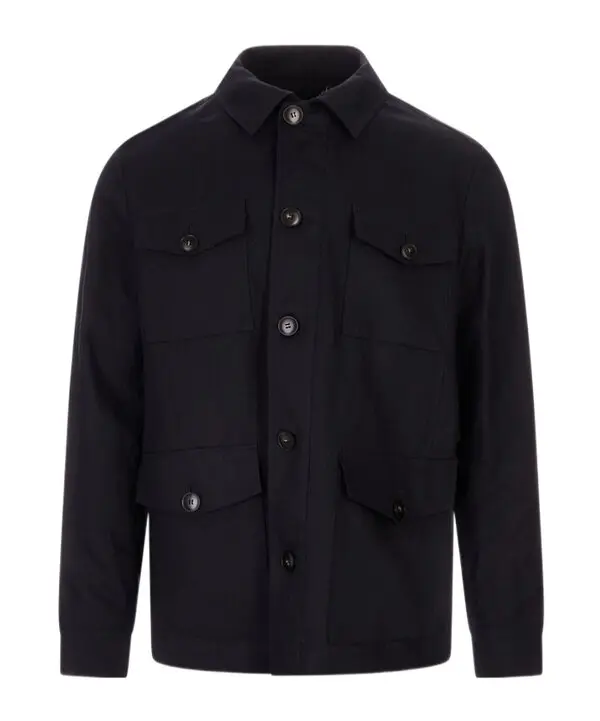 Canali Multi-pocket Shirt Jacket - Black