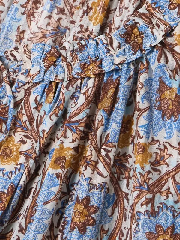Ulla Johnson Printed Pleated Long Sleeve Shirt