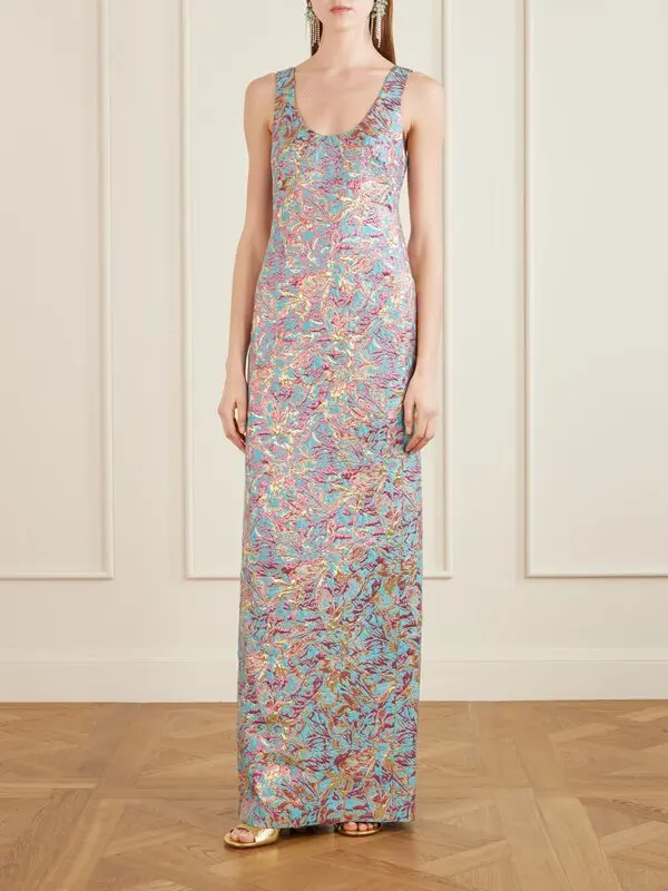 Dries Van Noten Sleeveless Jacquard Maxi Dress - Multicolor