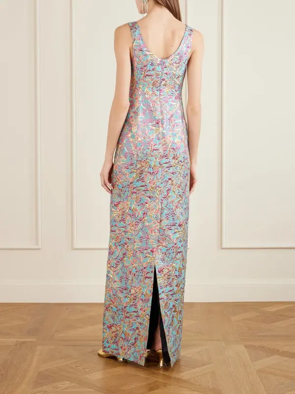 Dries Van Noten Sleeveless Jacquard Maxi Dress - Multicolor